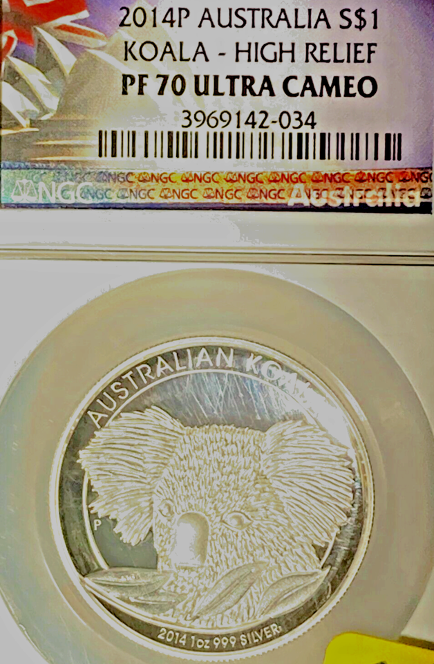 2014 P Silver Australian -Koala - High Relief -PF70 NGC Certified ...