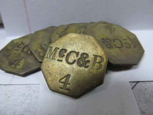 Early Brass Tag TOKEN McC & R Tokens LOT of 10 TOKENS | eBay