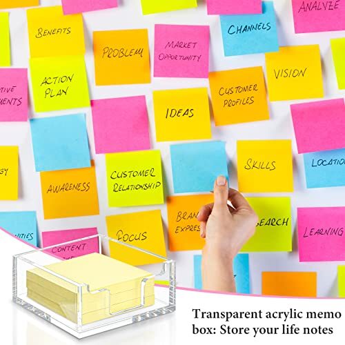 Acrylic Sticky Note Holder 3.94 x 3.94 Clear Acrylic Notepad Holder ...