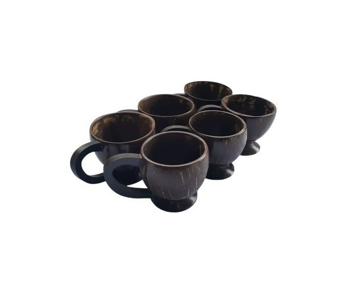 Coconut Shell Tea Cup Set 6 Natural 100% Eco Friendly Handmade Ceylon ...