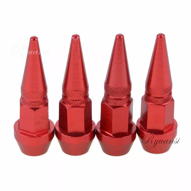4pcs Red Aluminum Bullet Spike Wheel Tire Valve Stem Cap Car Truck Air ...