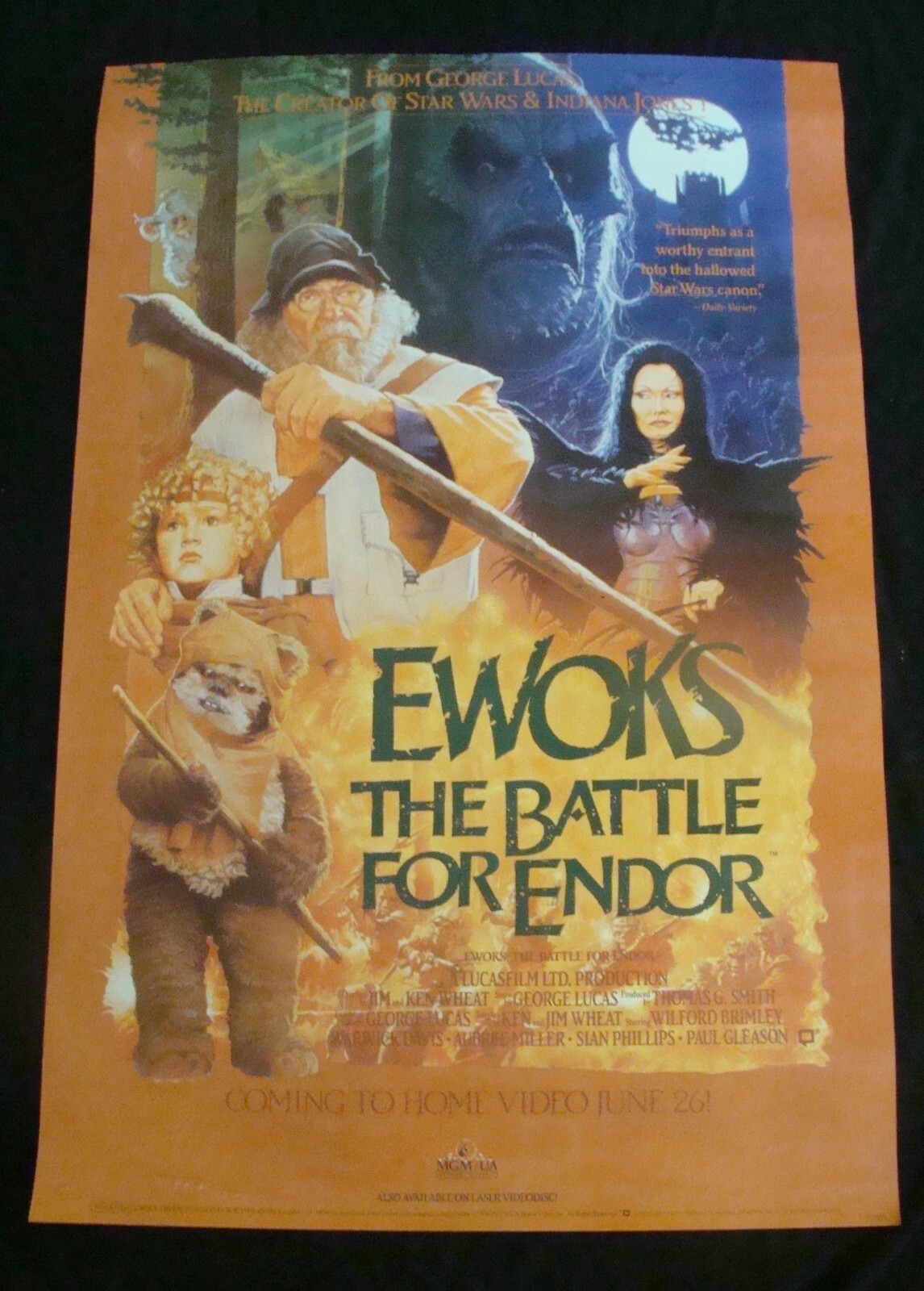 Star Wars EWOKS BATTLE FOR ENDOR movie poster original video store ...