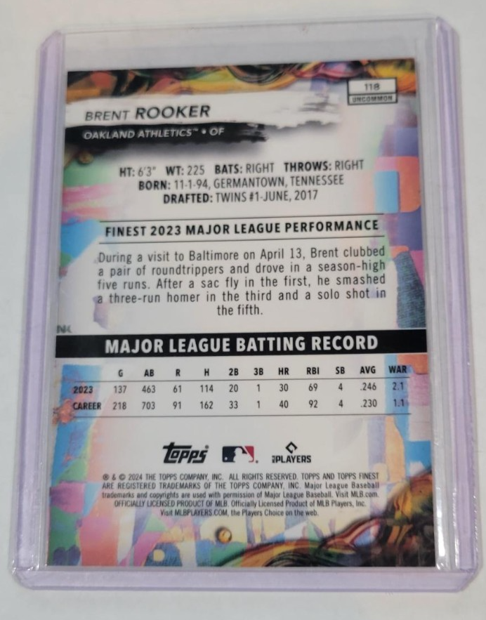 2024 Topps Finest Brent Rooker Uncommon Green Refractor 9/35 #118 | eBay