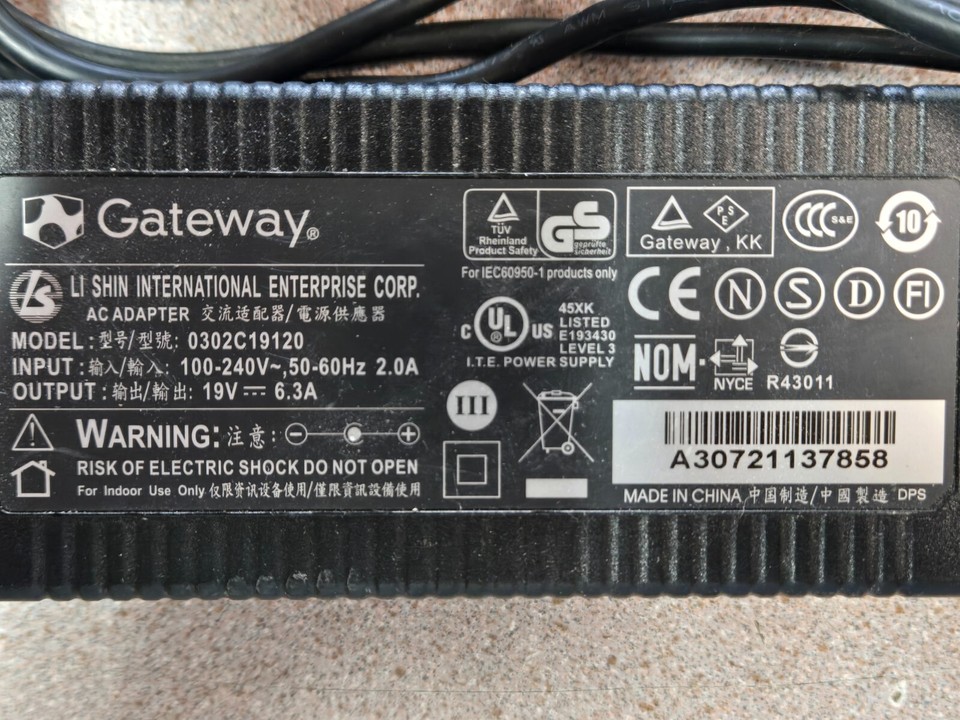Genuine Gateway 0302C19120 AC Adapter 120W Laptop Charger 19V 6.3A | eBay