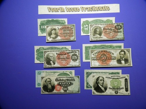 Reproduction Fractional Currency Set 4th Issue 6 Notes Paper Money Copy ...