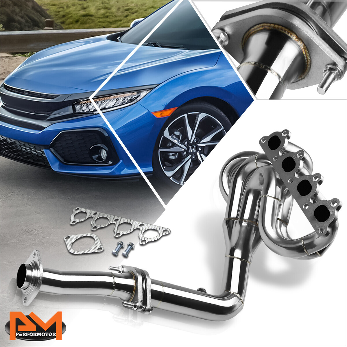 For 88-00 Honda Civic/CRX/Del Sol D15/D16 4-1 S.S Racing Exhaust ...
