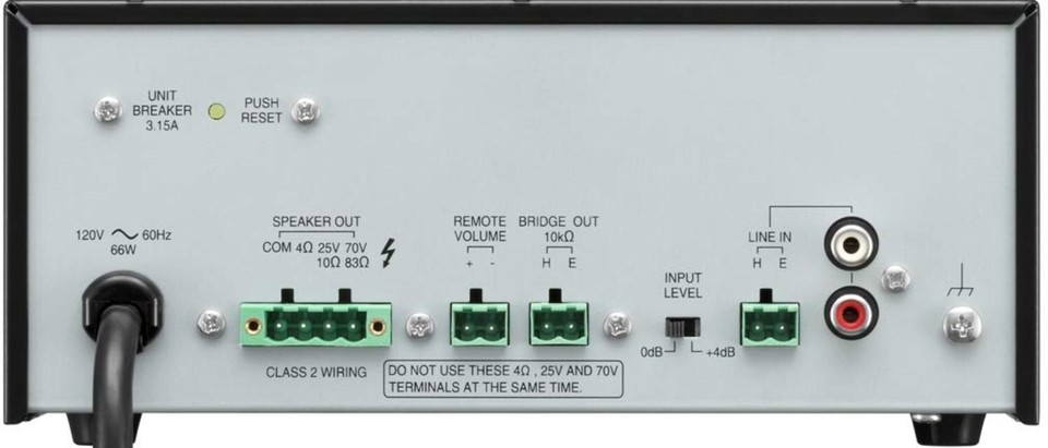 TOA BG-235 35W Power Amplifier, All Inputs/Outputs Have Removable ...