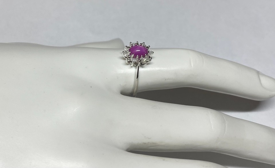 Vintage NOS 1970 Silver Linde Ruby Star Sapphire and Genuine Diamond ...