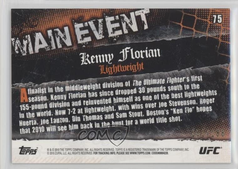2010 Topps UFC Main Event Black /188 Kenny Florian #75 0j99 | eBay