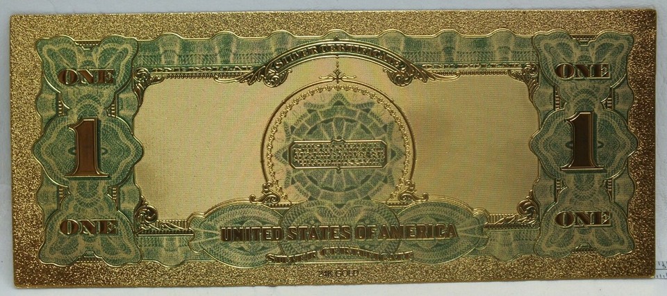 24K Gold-Plated Foil Note Currency Bill Paper Money Novelty Famous Cash ...