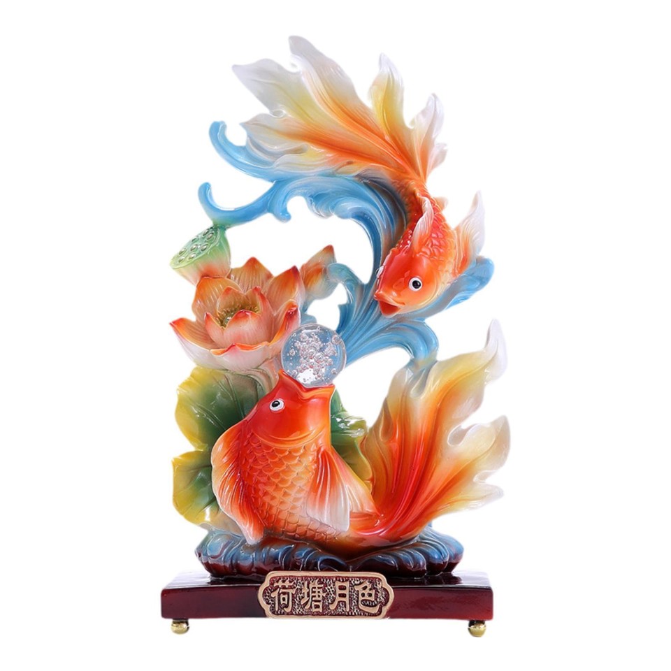 Chinese Feng Shui Fish Statue Koi Sculpture for Home Entrance Living ...