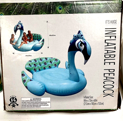 OVERSIZED PERSONAL INFLATABLE SWIMMING POOL FLOAT PEACOCK - New In Box ...