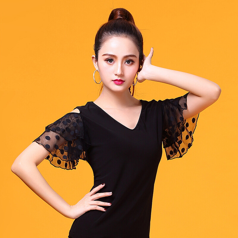 NEW Women Top for Latin salsa cha cha tango Ballroom Dance #W515 Balck ...