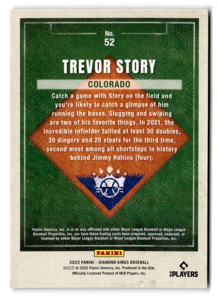 2022 Panini Diamond Kings Trevor Story #52 Colorado Rockies | eBay