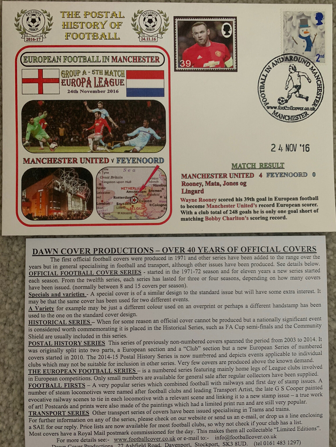 MANCHESTER UNITED V FEYENOORD EUROPA LEAGUE 24TH NOV 2016 FIRST DAY ...