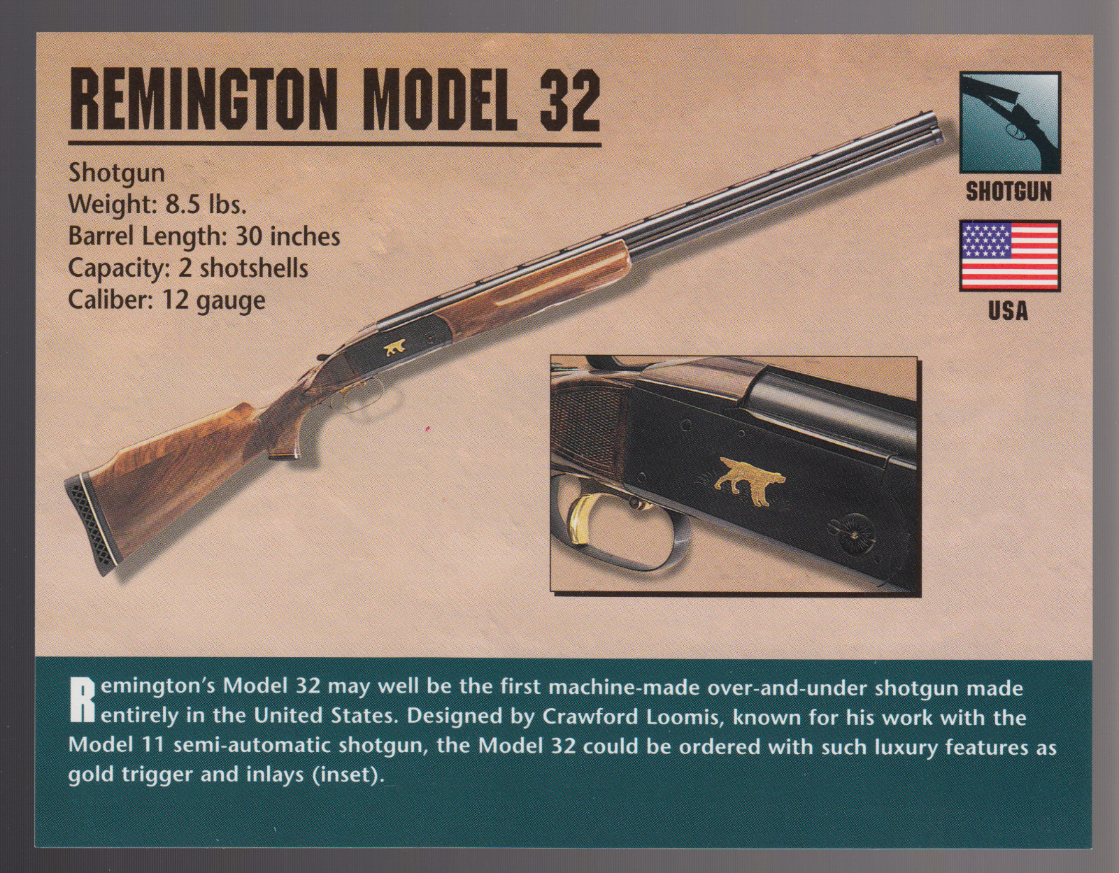 REMINGTON MODEL 32 SHOTGUN 12 Gauge Gun Classic Firearms PHOTO CARD | eBay