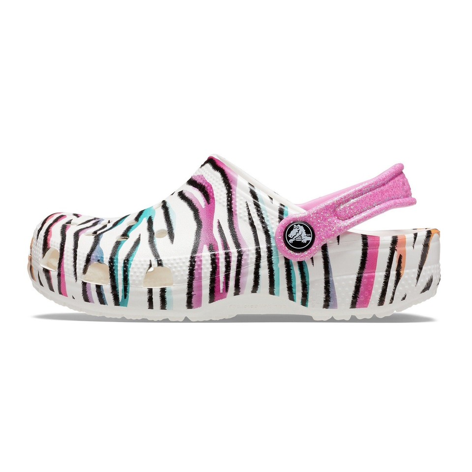 Crocs Big Kids Classic Animal Print Zebra Magenta Clog Size J1/J3/J6 | eBay