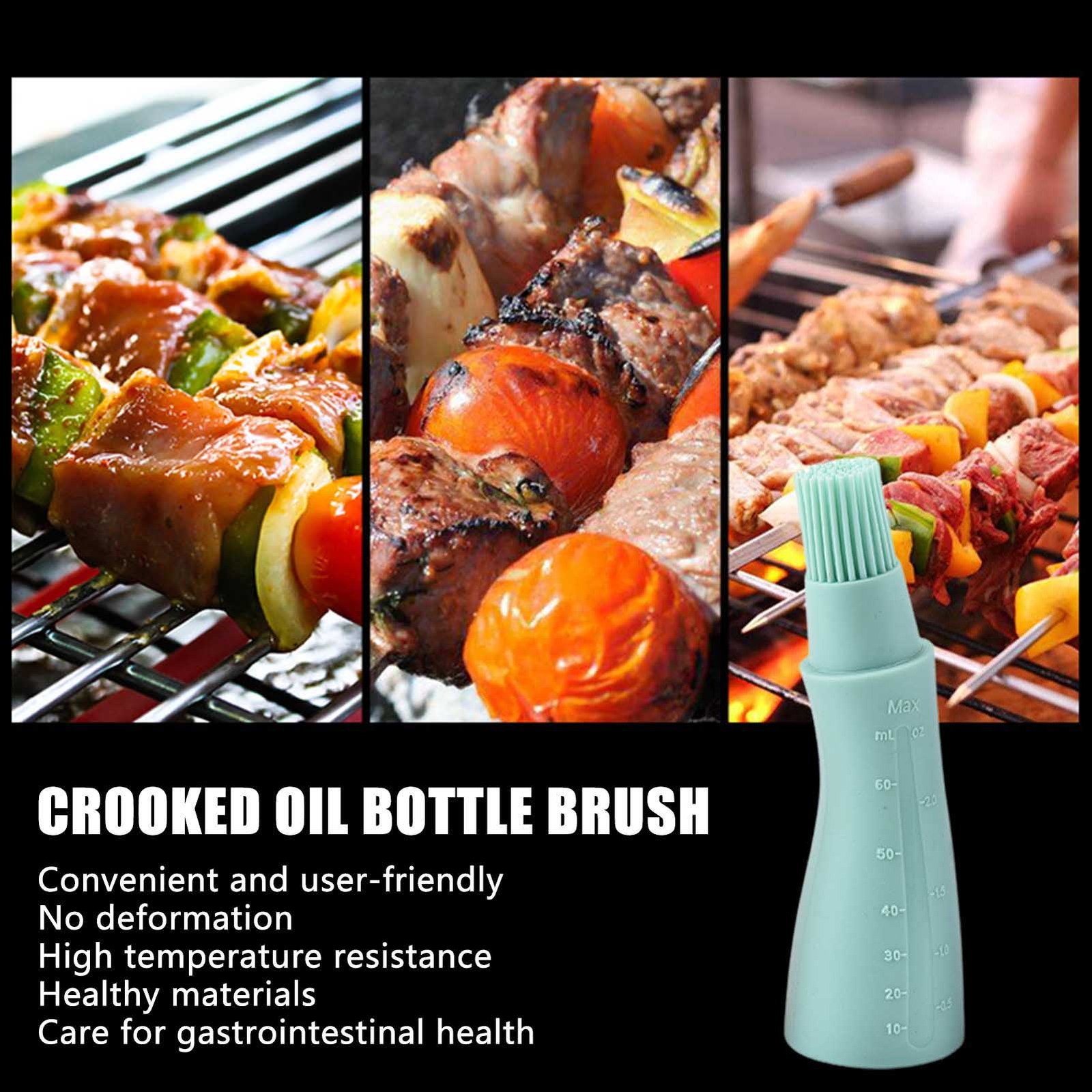 Oil Dispenser Bottle With Silicone Brush Squeeze BBQ Baking Basting ...