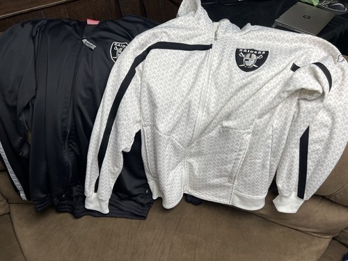2 Oakland Raiders Hoodie Mens M Reebok On Field NFL Zip Up & Track ...
