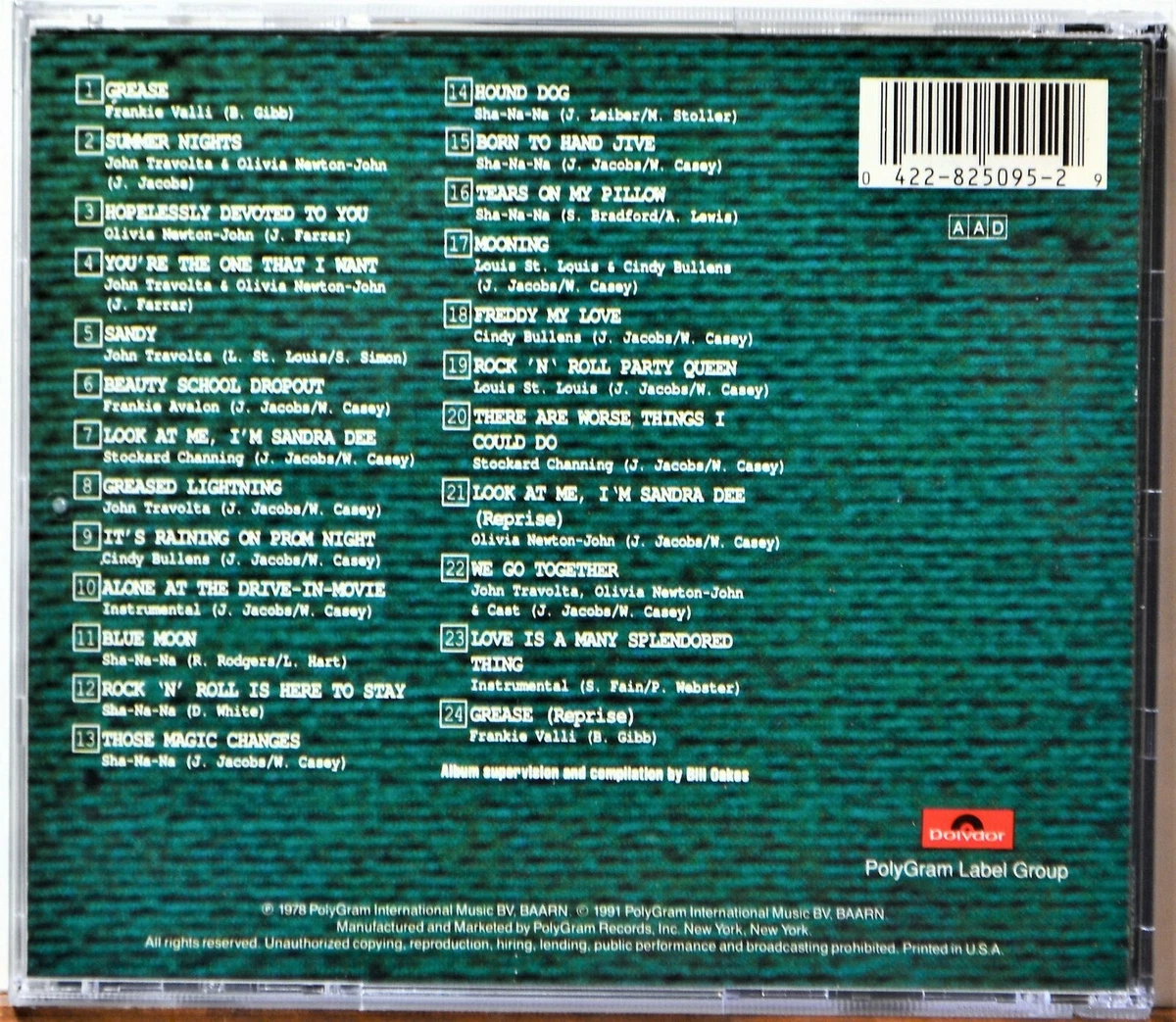 Grease Soundtrack Back Cover