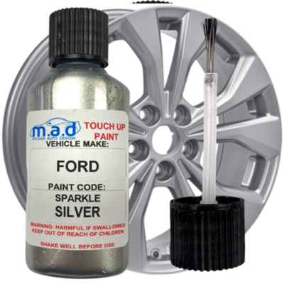 FORD SPARKLE SILVER WHEEL PAINT TOUCH UP KIT 30ML CURB SCRATCH ALLOY ...