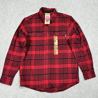 Woolrich Flannel Shirt Men Medium Red Button Up Plaid Brawny Casual ...