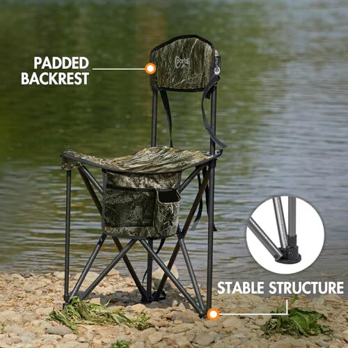 Extra Large Quick Folding Tripod Stool with Backrest Fishing Camping ...