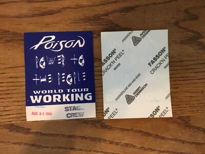 ~POISON~ "Power To The People" 2000 World Tour Working Backstage Pass ...