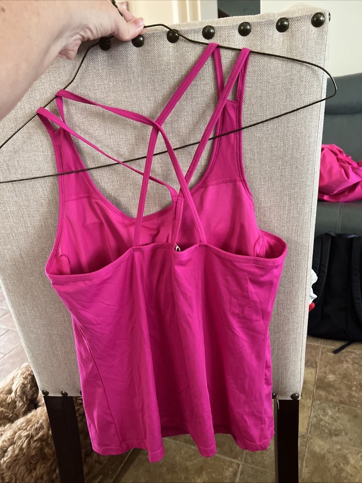 Xersion Sz XL Tank Berry Pink Shelf Bra Removable Padding Strappy Quick ...