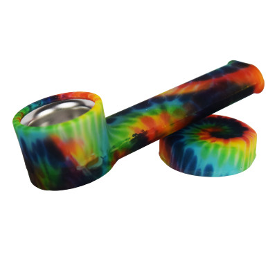 Glows in dark Silicone Smoking Pipe, Metal bowl & Cap Lid ~ Super Dye ...