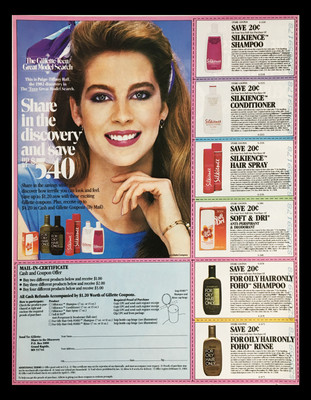 1985 Gillette-Teen Model Search Paige-Tiffany Hall Circular Coupon ...