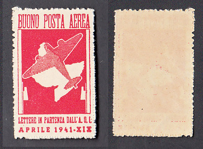 AOI 1941 ITALIAN COLONIES NEW FRANCHIGIA MILITARE SS. 2 BUONO POSTA ...