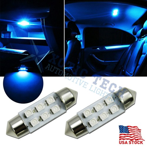 36mm 6411 6413 6418 6-SMD Ultra Blue Interior Dome Map Reading LED ...