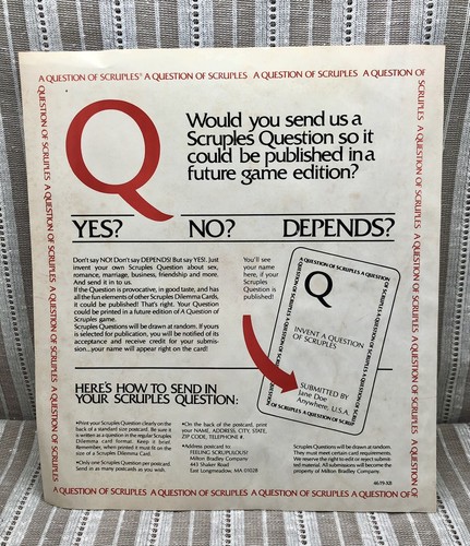 Vintage Question Of Scruples Card Game Flyer -Send In A Question to Be ...