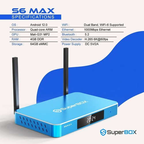 SuperBox S6 Max Streaming TV Media Player 6K WiFi 6 - BRAND NEW SEALED ...