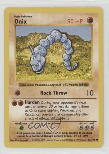 Onix Shadowless Pokemon Base Set #56 1999 READ | eBay