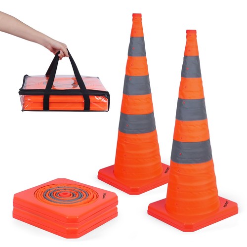 BATTIFE 2Pack 36Inch Collapsible Traffic Safety Cones Orange Cones ...