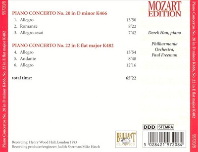 DEREK HAN MOZART: PIANO CONCERTOS NOS. 20 & 22 NEW CD | eBay
