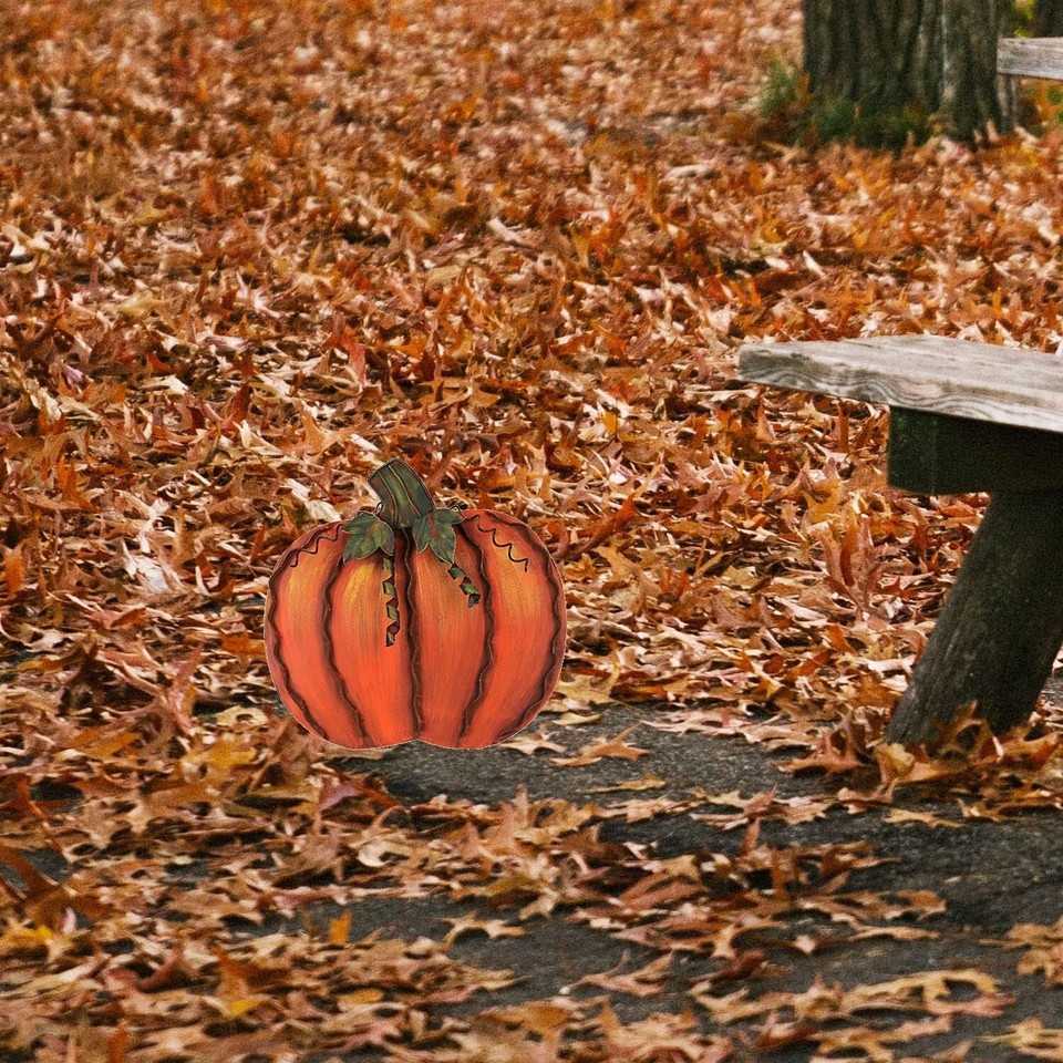 Metal Fall Harvest Pumpkin Decor Indoor Outdoor Standing Flat Pumpkin ...