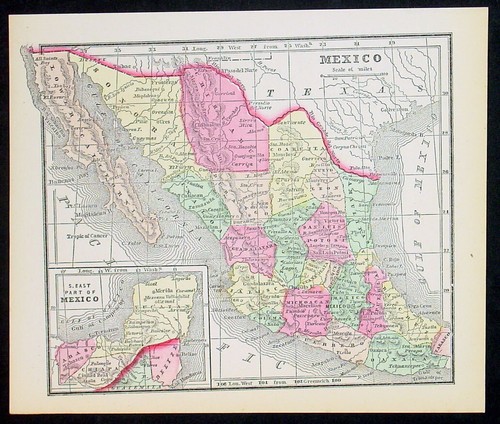 1857 AB Griswold Antique Map of Mexico, Texas & Yucatan Peninsula | eBay