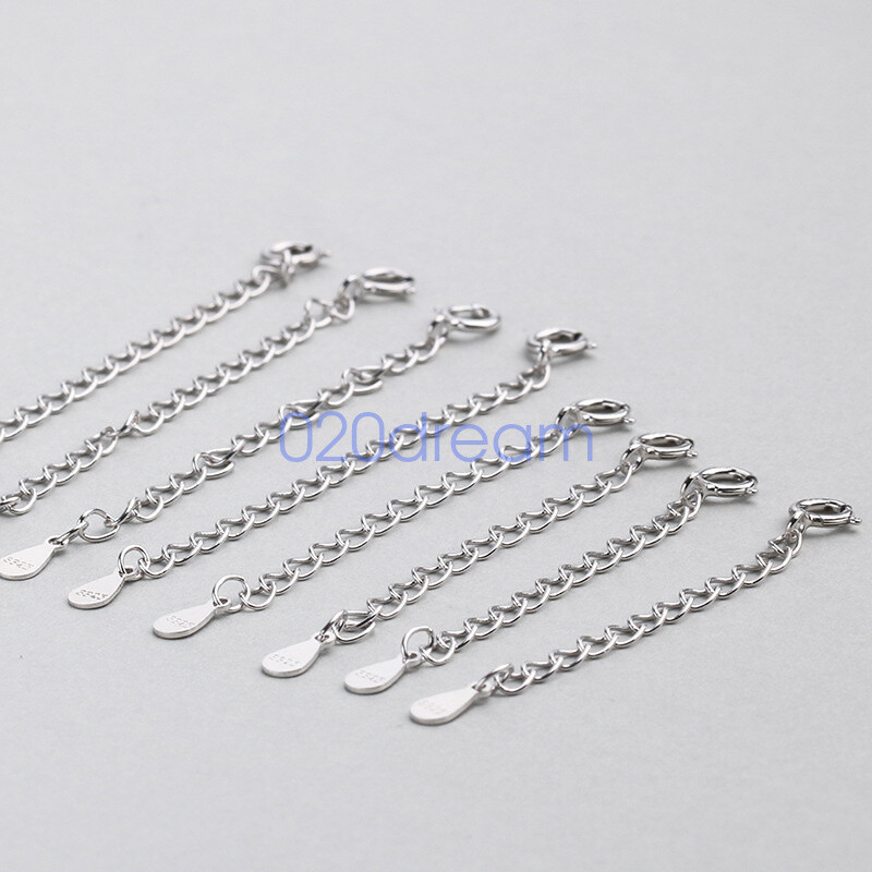 2PC 925 Sterling Silver Safety Chain Extenders Necklace Extencion ...