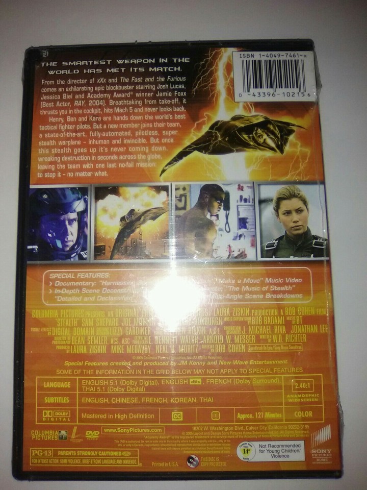 Stealth (DVD, 2005, Widescreen) Brand New Jamie Fox Jessica Biel Josh ...