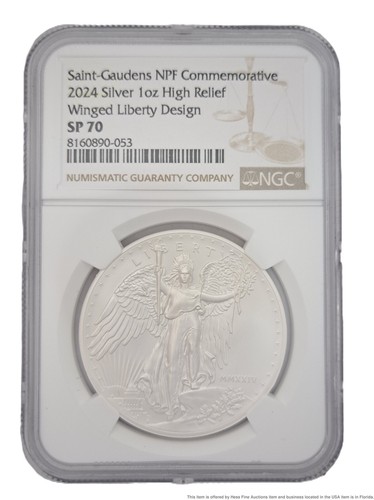 NGC Saint-Gaudens NPF Commemorative 2024 Silver 1ozt High Relief SP 70 ...