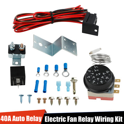Adjustable Electric 12V Radiator Fan Thermostat Control Relay Wire Kit ...