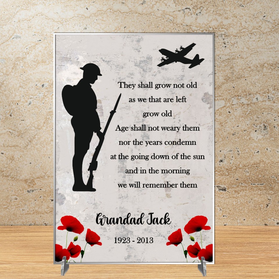 Personalised Remembrance Plaque Gift - Soldier Silhouette & Poppy ...
