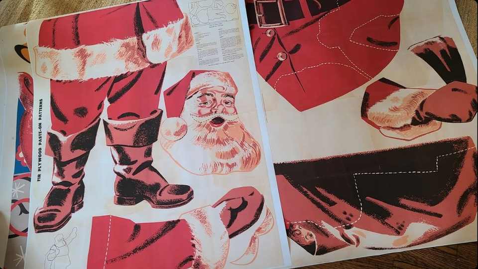 Reproduction Douglas Fir Plywood Santa Claus Christmas Cut Out Pattern ...