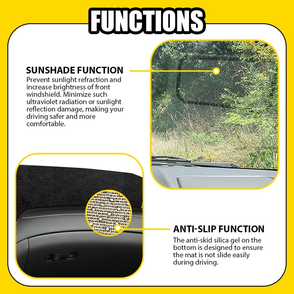 Dash Cover Dashboard Mat Pad Cover Black For Dodge Ram 2500 1500 3500 ...