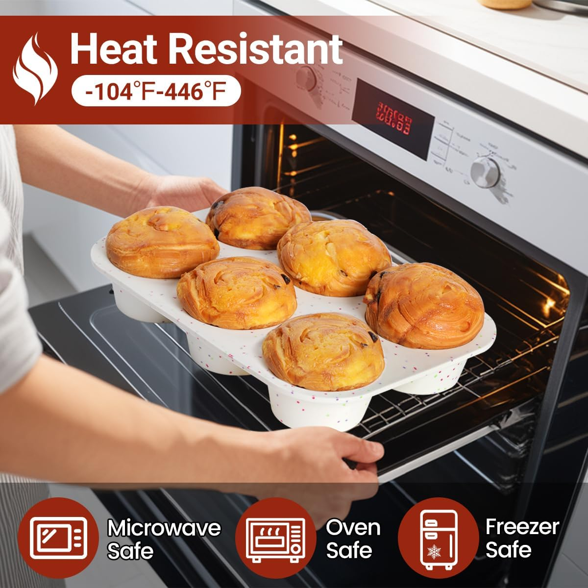 Jumbo Muffin Pan, 3.5 Inch Large Muffin Pan 6 Cup Silicone Jumbo Muffin ...