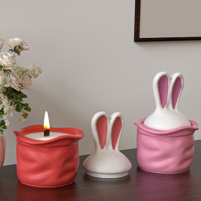 Silicone Mould For Long Ear Rabbits Shaped Storage Container Craft ...