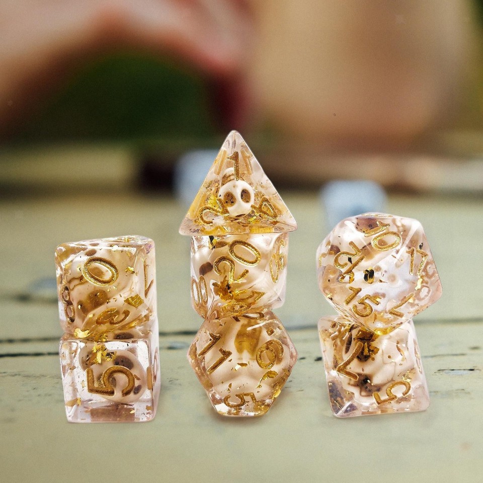 7Pcs Polyhedral Dices Built in Skull for Board Game Math Game Role Play Party | eBay UK